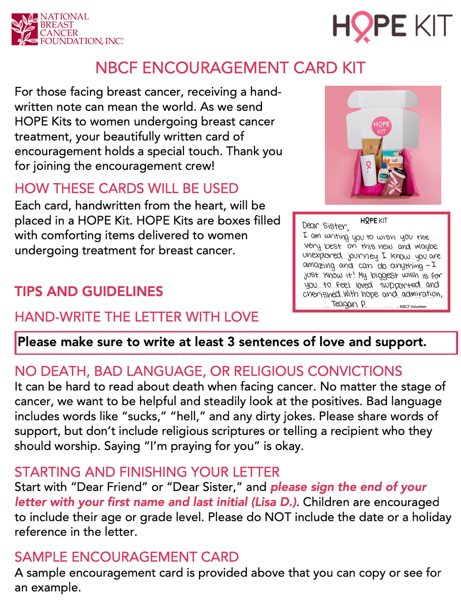 Encouragement Cards for HOPE Kits™ – NBCF Shop